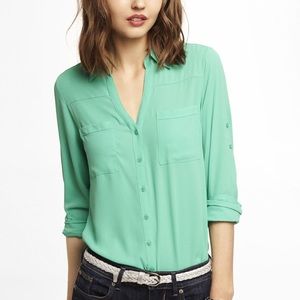 Express | Tops | Express Convertible Sleeve Portofino Seafoam Green ...